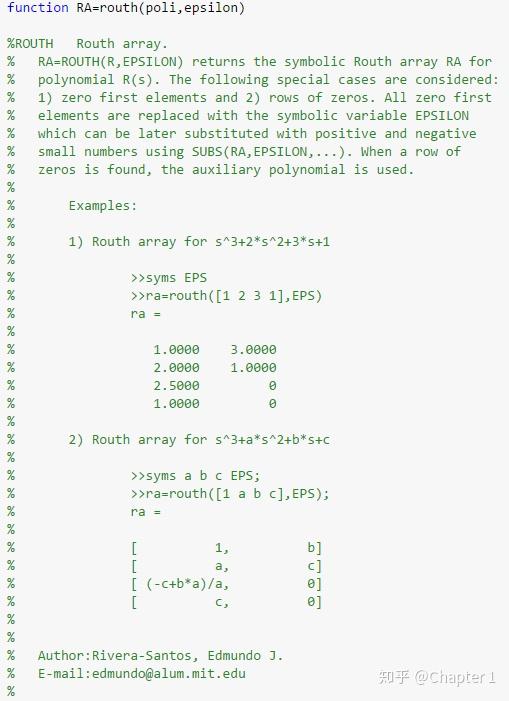 Matlab 使用劳斯判据 Routh's stability criterion 数值解&符号解 - 知乎