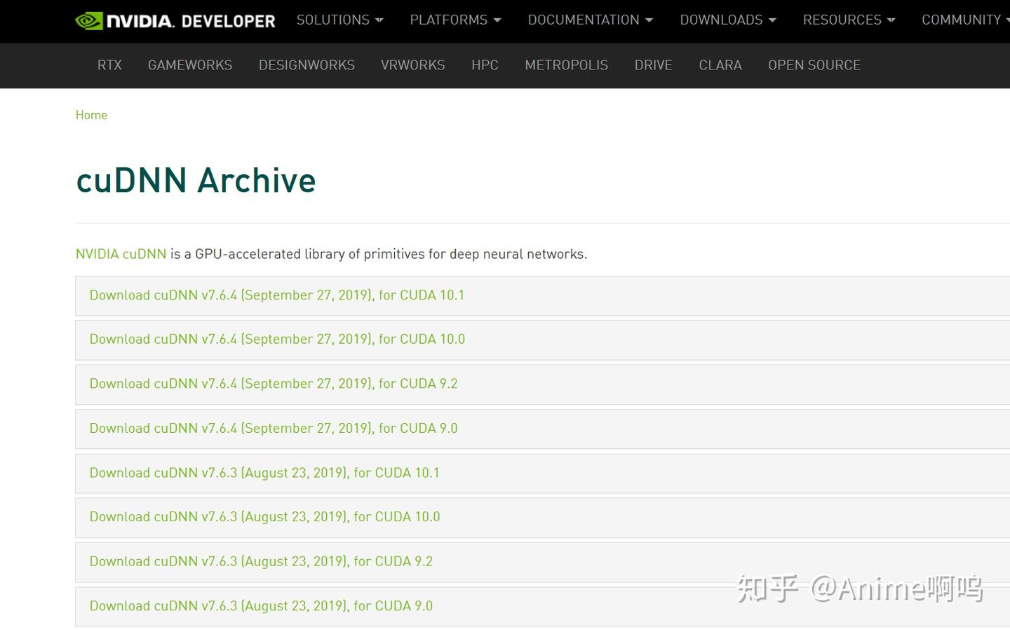 安装CUDA 和cuDNN中需要的网址以及查看显卡的支持的CUDA版本 - 知乎