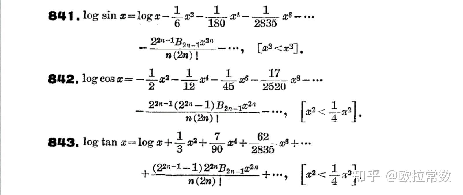 log sinx、log cosx与log tanx的泰勒级数展开式 - 知乎