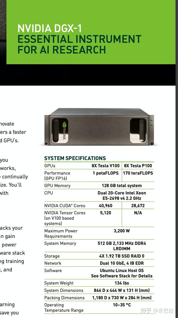 gpu & dgx server spec - 知乎