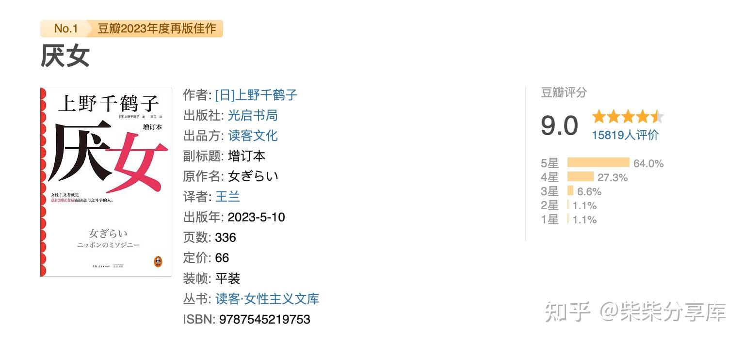 【资源分享】《厌女》电子书（epub+pdf+azw3+mobi+txt） - 知乎