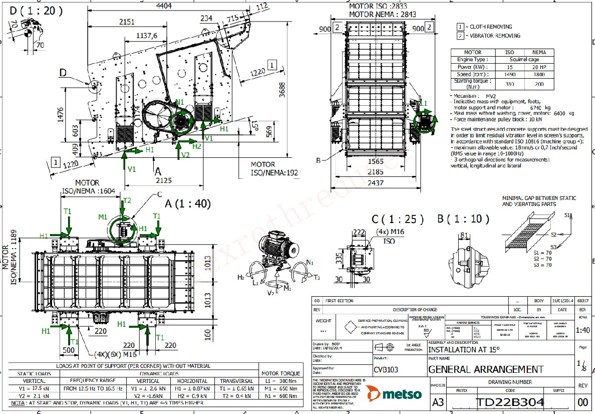 Metso美卓CVB系列斜面振动筛图纸CVB102/103/104/202/203/204/302/303/304/402/403/502 ...