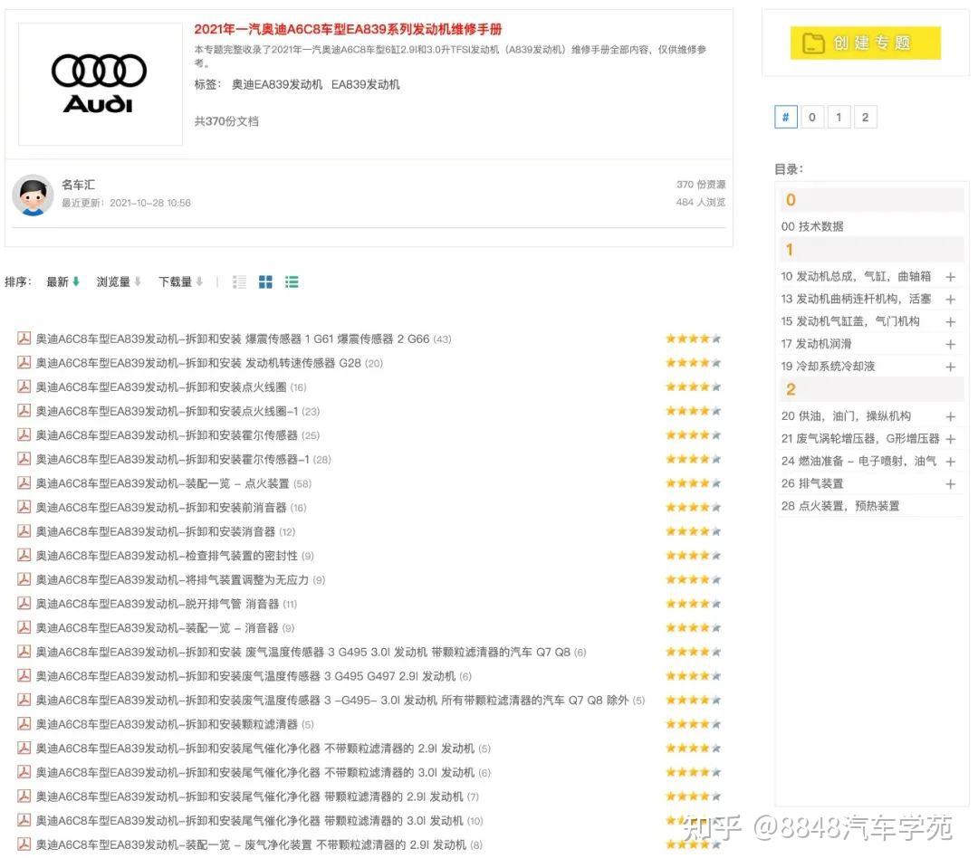2021款EA211 EA839 EA888 EA825 EA855全系大众奥迪发动机维修手册 - 知乎
