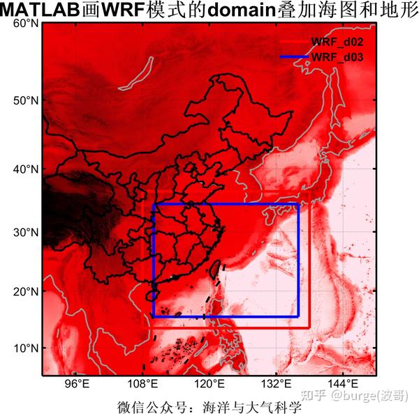 MATLAB画WRF模式的domain叠加海图和地形 - 知乎