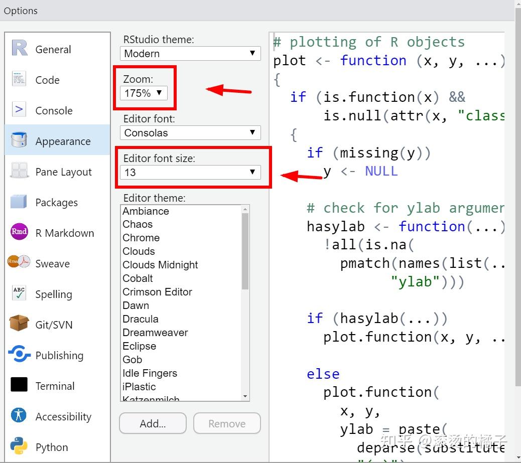 Rstudio界面字体变小 - 知乎