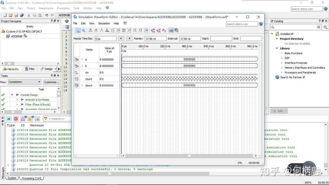 alter de2-115 fpga开发板 quartus 8位全加器 仿真下载 教程 代码 图文详解 - 知乎