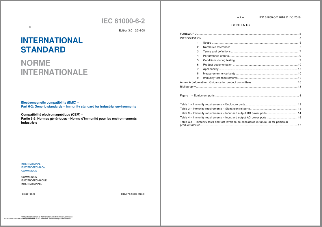 全文获取 IEC 61000-6-2-2016【中文版翻译+PDF原版】电磁兼容性（EMC）- 第 6-2 部分：通用标准 - 工业环境抗扰度标准 - 知乎