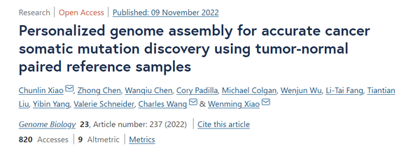 Genome Biol | 基于首个肿瘤个体化参考基因组，有效提高体细胞突变检测准确率 - 知乎