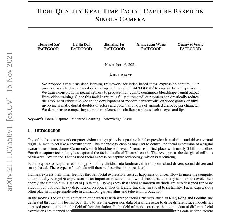 FACEGOOD 发表论文大幅提升实时表情捕捉精度 - 知乎