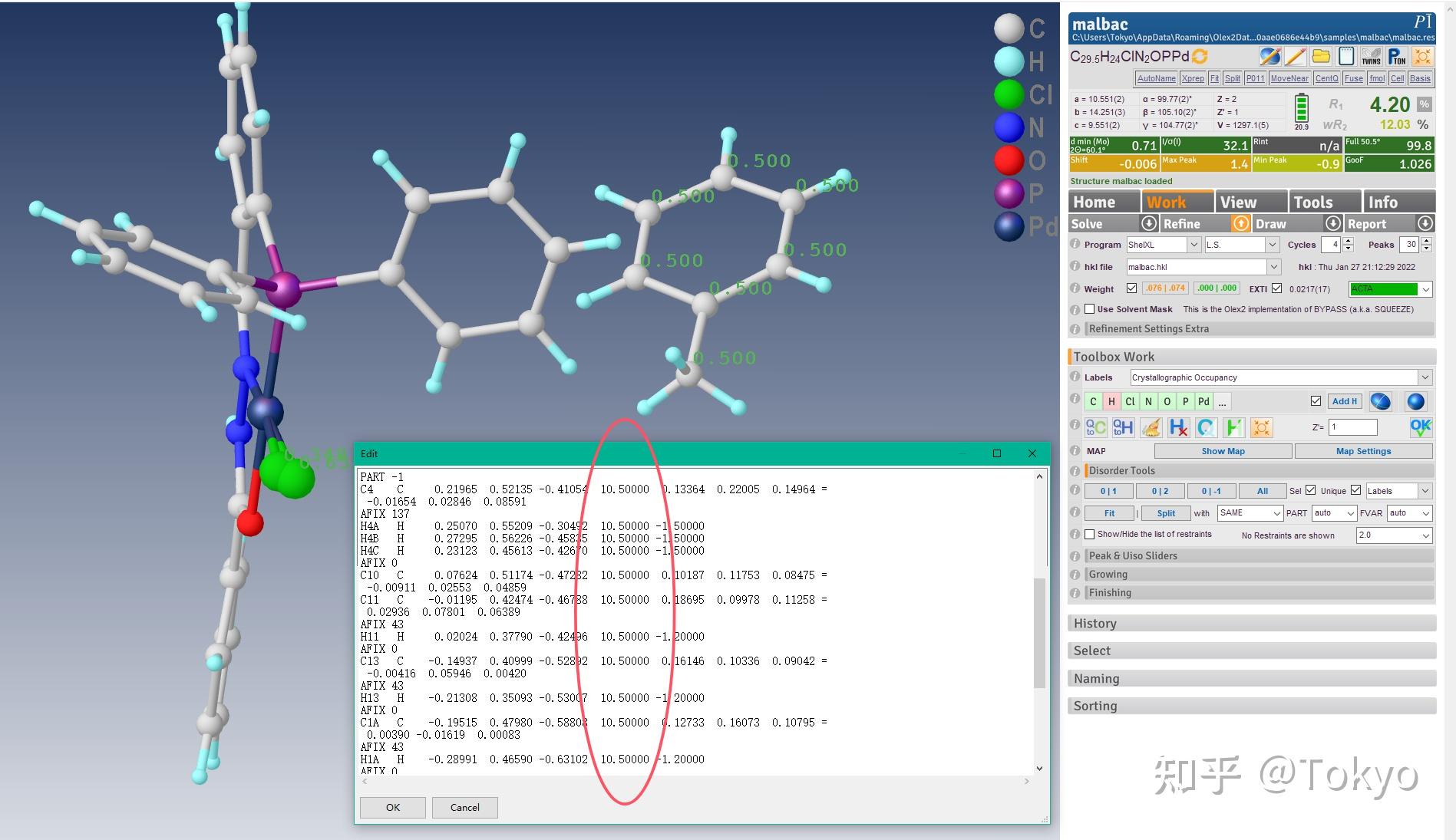 Olex2基操-查看不对称单元各片段占比 - 知乎