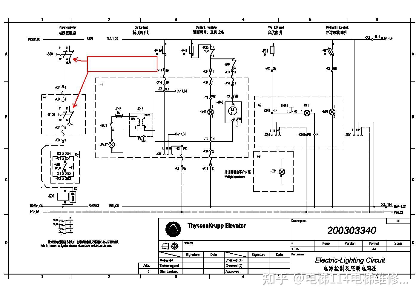 蒂森GL1电梯电气原理图 - 知乎