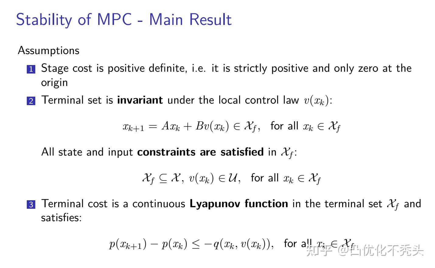 【Linear MPC入门】Model Predictive Control Algorithm, Feasibility and Stability - 知乎
