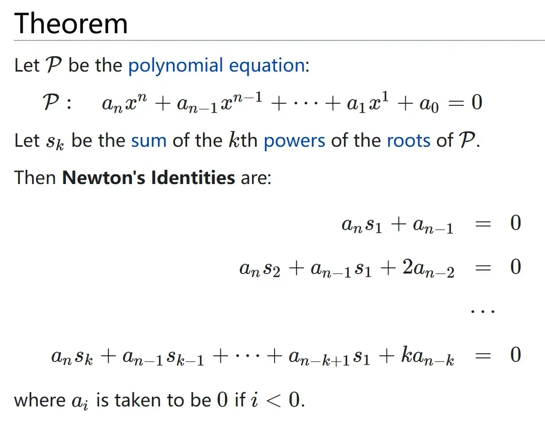 牛顿恒等式（Newton's identities） - 知乎