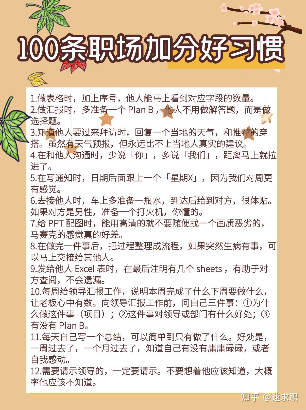 100条职场好习惯 知乎