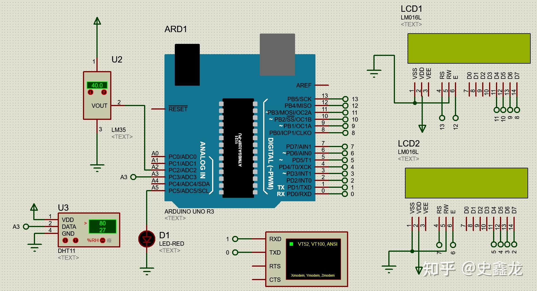 Proteus仿真-LM35与DHT11温度检测与双液晶显示实验 - 知乎