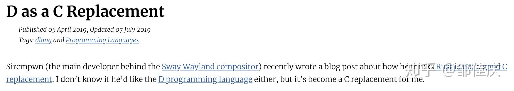 重新认识 D 编程语言 —— 基础篇 - 知乎