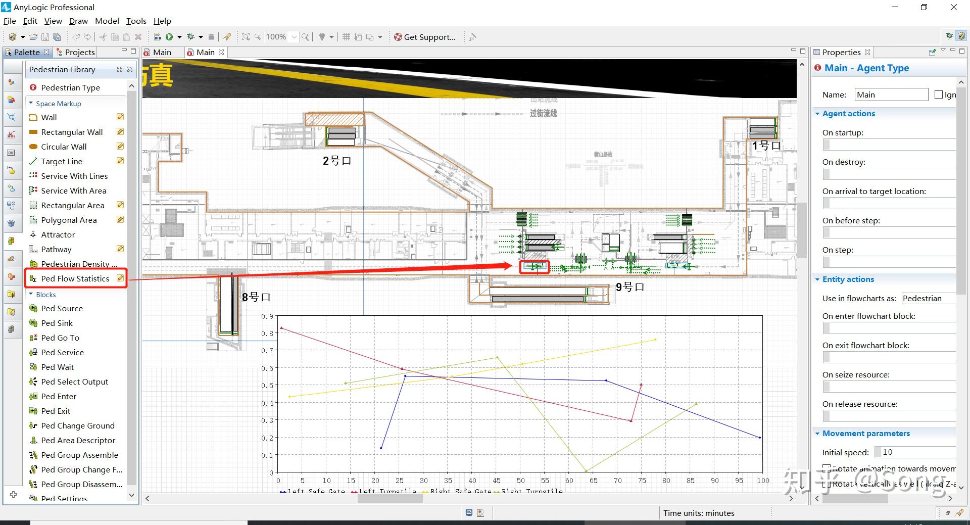 AnyLogic地铁行人仿真（一）——站厅层 - 知乎