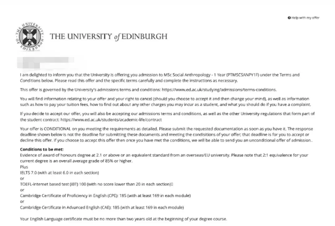 【offer喜报】用留学充实自我！985大学GPA3.3+，斩获爱丁堡大学offer！ - 知乎