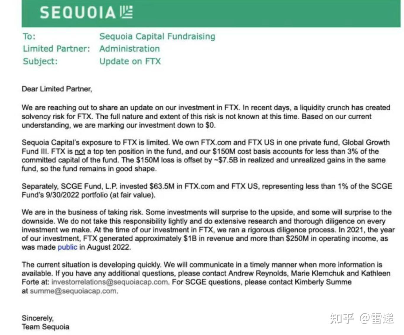 FTX破产危机持续：曾估值320亿美元如今一夕归零 红杉认亏 - 知乎