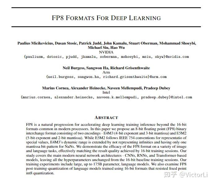 FP8 Formats For Deep Learning - 知乎