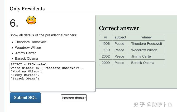 【刷题】SQLZOO（1-6） - 知乎