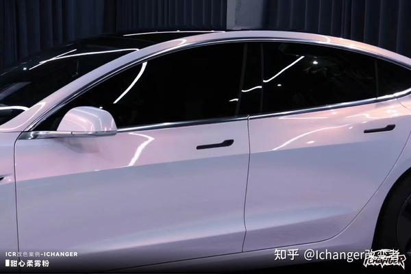 特斯拉Model 3-Ichanger改色膜甜心柔雾粉， 少女心爆棚 - 知乎