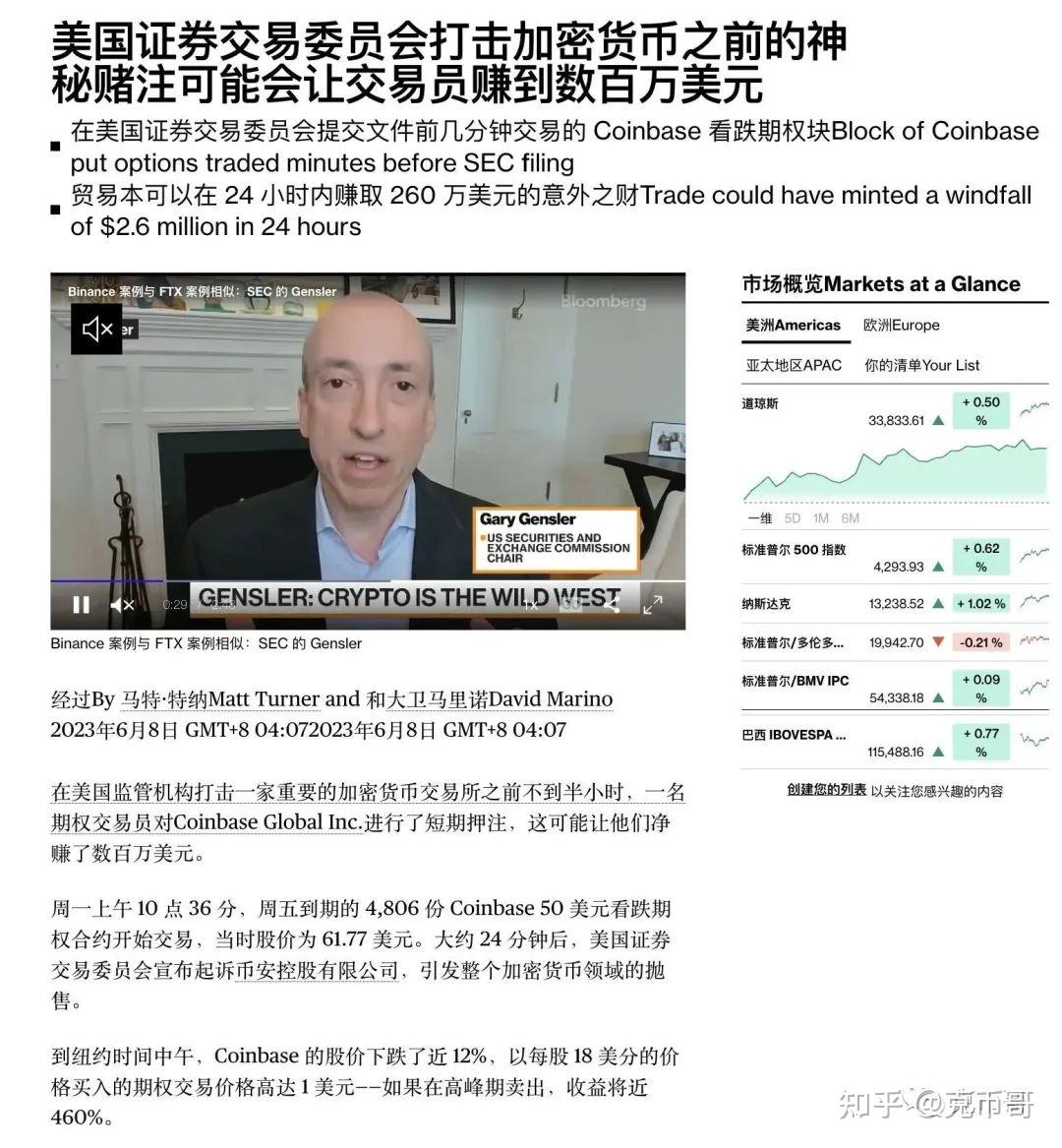 Gary以权谋私，知道SEC对Binance和Coinbase下手的时间，期权市场做空赚了250万美金 - 知乎