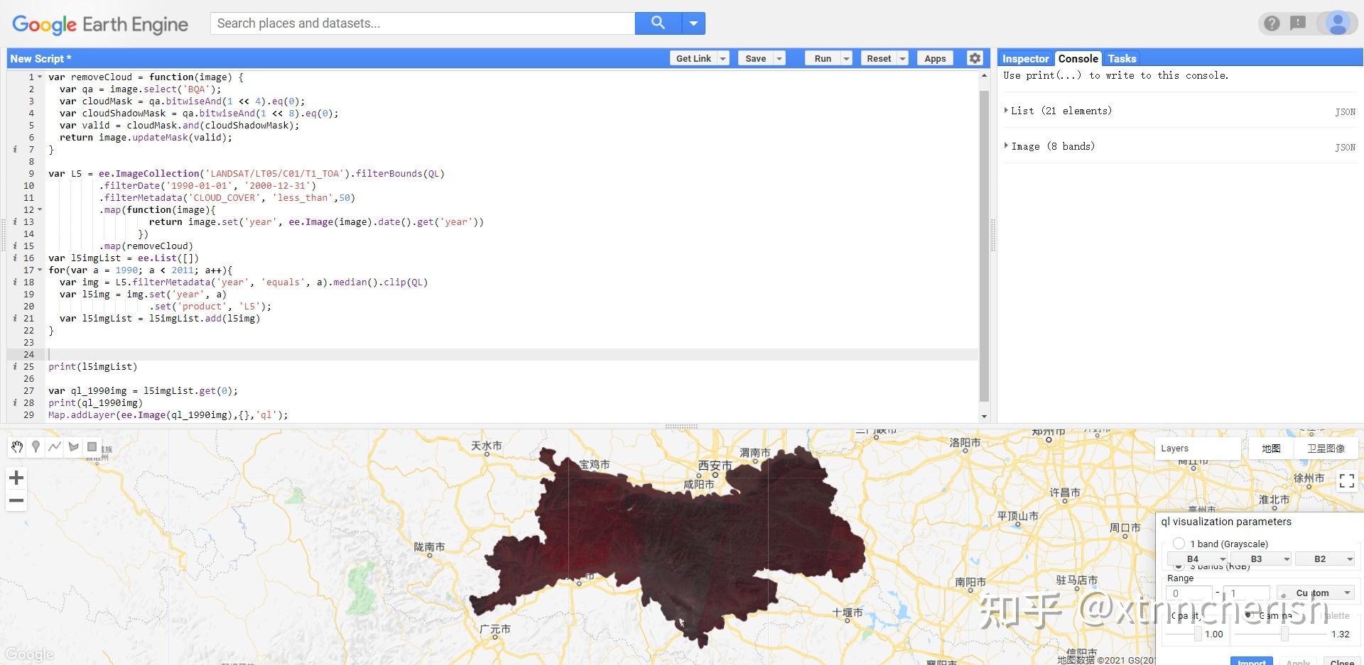 利用GEE逐年计算1990-2020年秦岭北麓遥感生态指数（RSEI）一 - 知乎