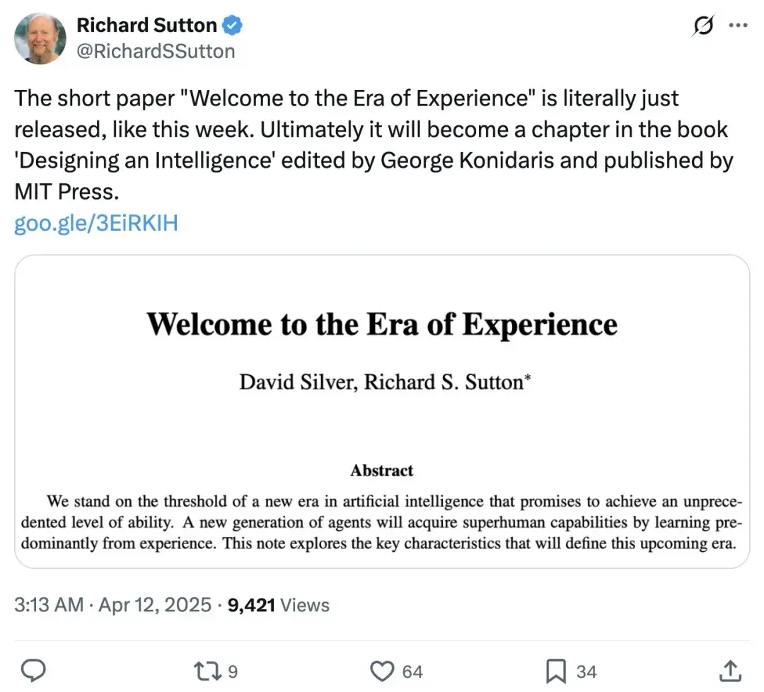 智能体版《苦涩的教训》，图灵奖得主Sutton、谷歌RL大佬Silver新作：超人智能靠经验 - 知乎