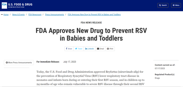 FDA委员会力推的婴儿RSV首次被动免疫疗法Nirsevimab获FDA批准！ - 知乎