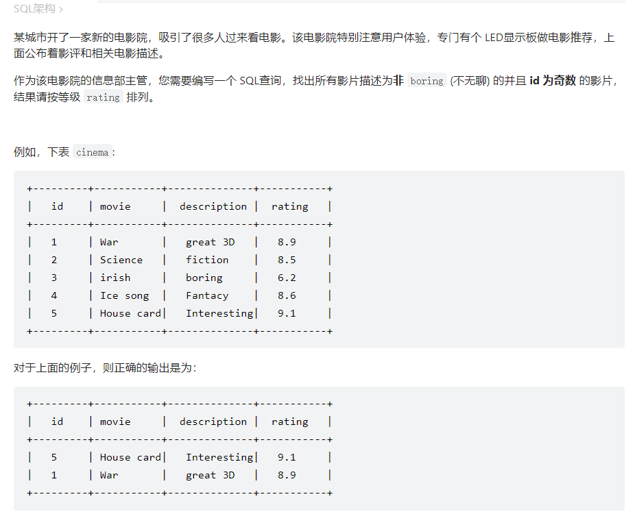 Leetcode刷题实战620：有趣的电影 知乎