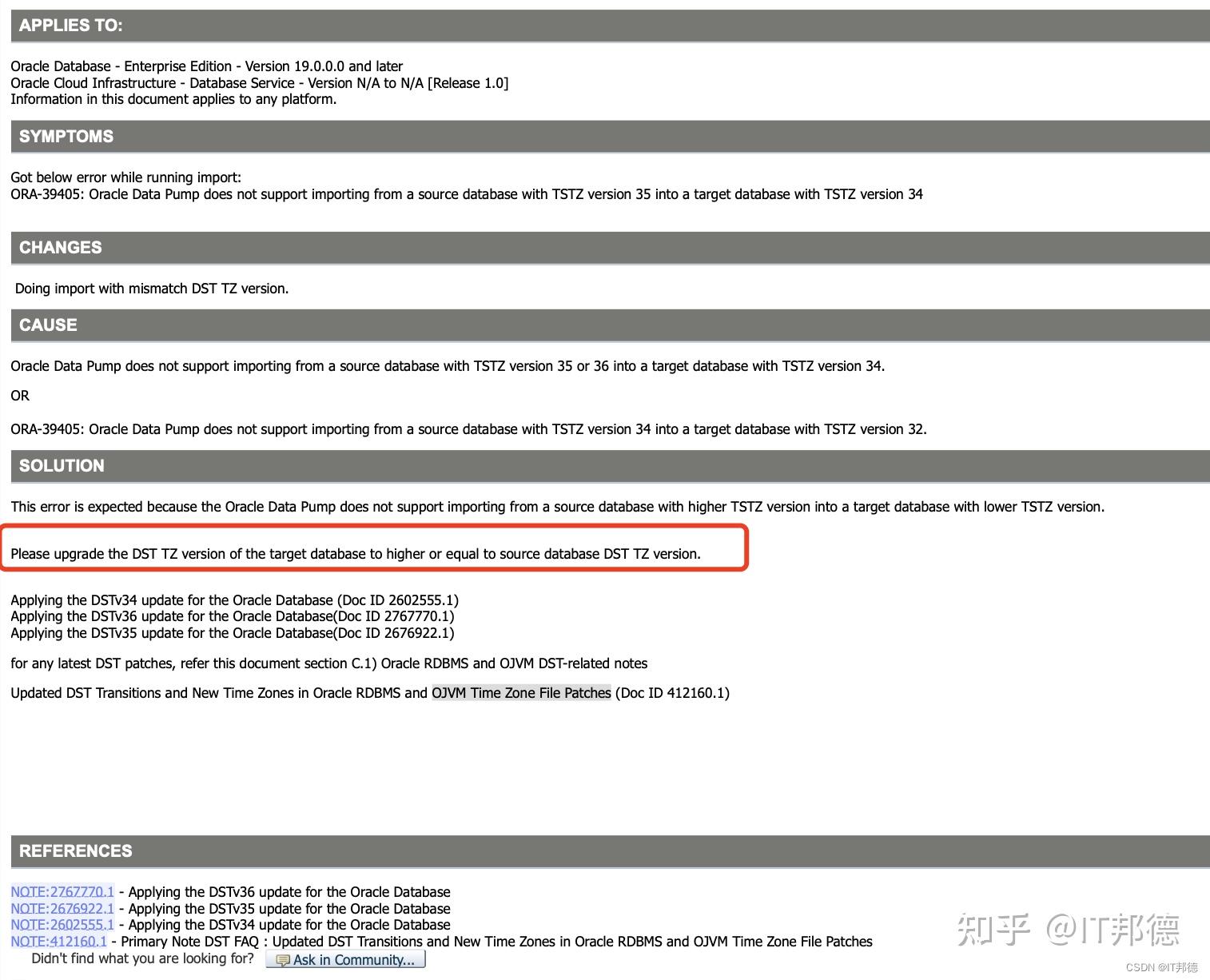 Oracle 19C更新时区补丁DSTV38 - 知乎