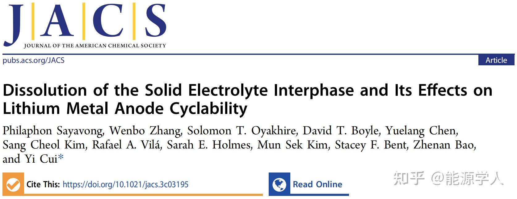 装不完的电池，道不尽的SEI！崔屹教授重磅JACS再谈SEI溶解！ - 知乎
