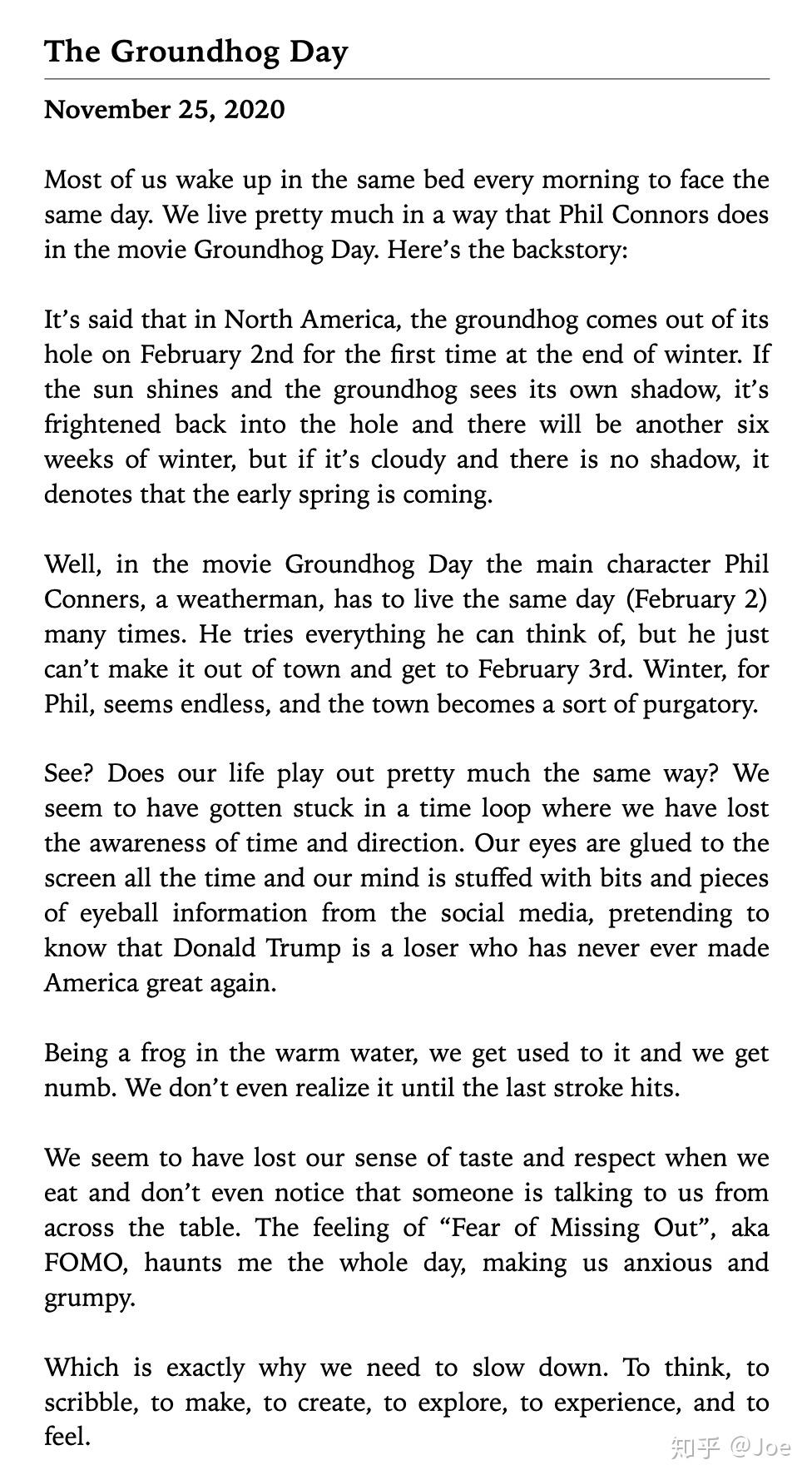 The Groundhog Day - 知乎