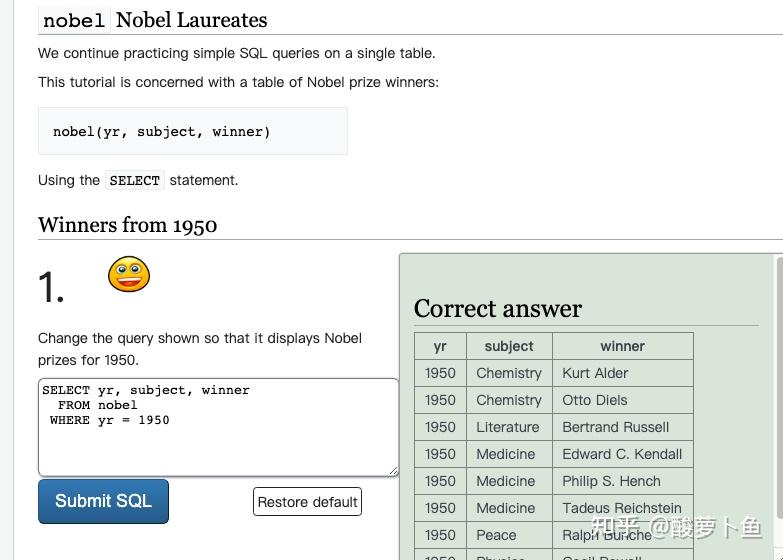 【刷题】SQLZOO（1-6） - 知乎