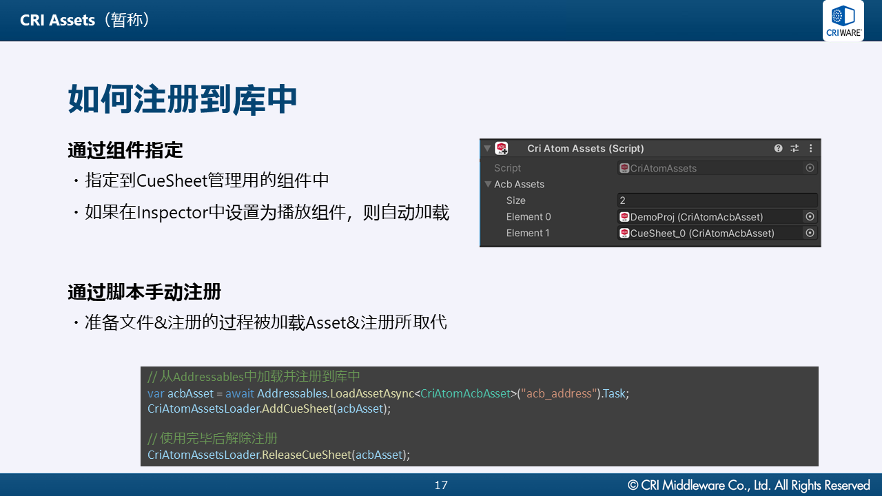 CRIWARE新功能「CRI Assets／CRI Addressables（暂称）」@CA.unity #3 - 知乎
