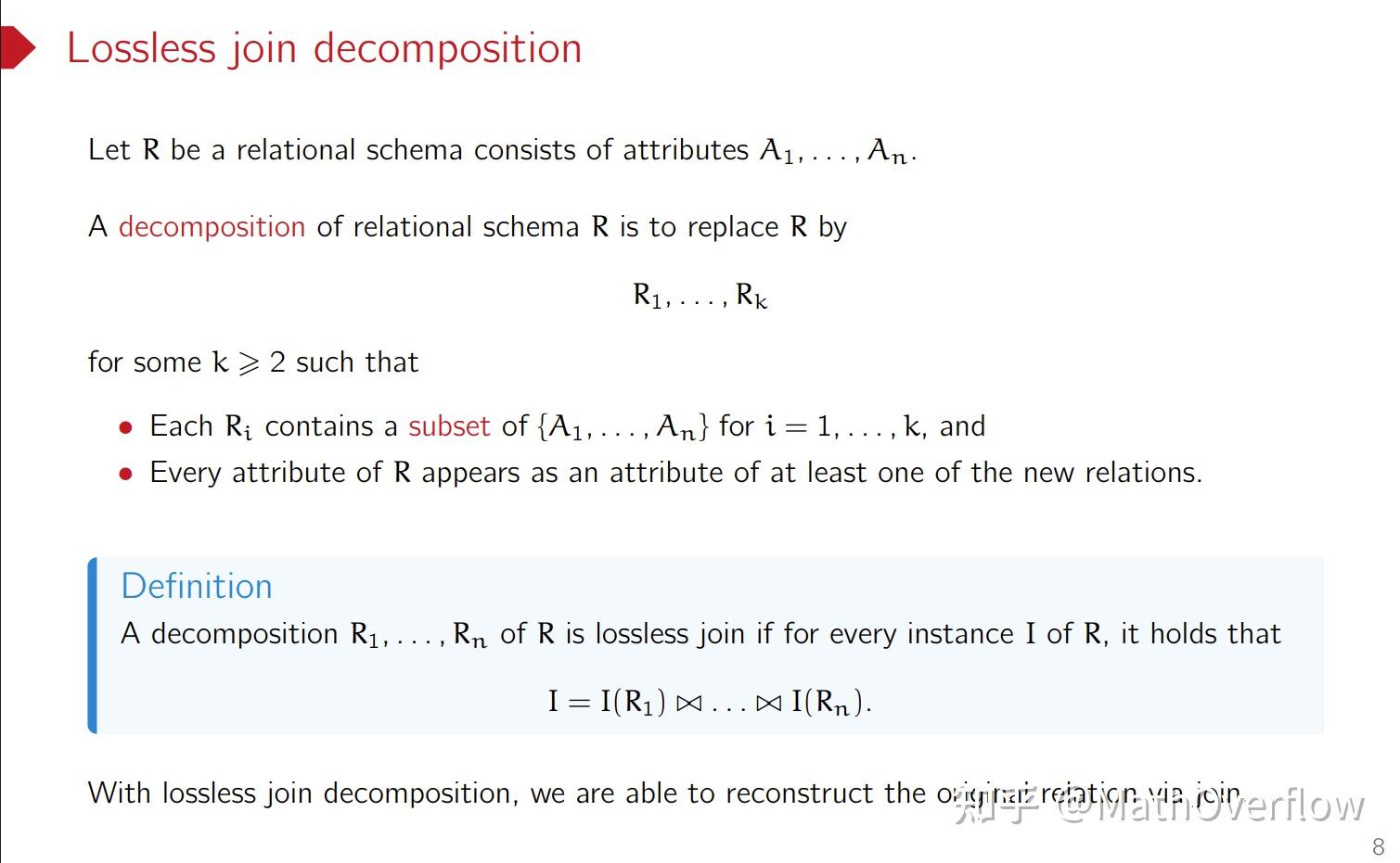 Lossless join decomposition & BCNF - 知乎