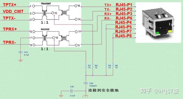 常用的百兆网络变压器与rj45网口的参考连接电路有哪些 主要注意事项在哪里呢 知乎