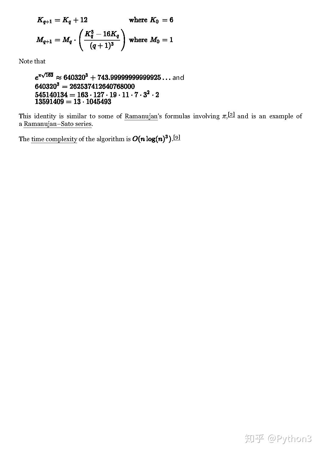 Python3圆周率的算法实现和原理——楚德诺夫斯基算法chudnovsky Algorithm 知乎 3279