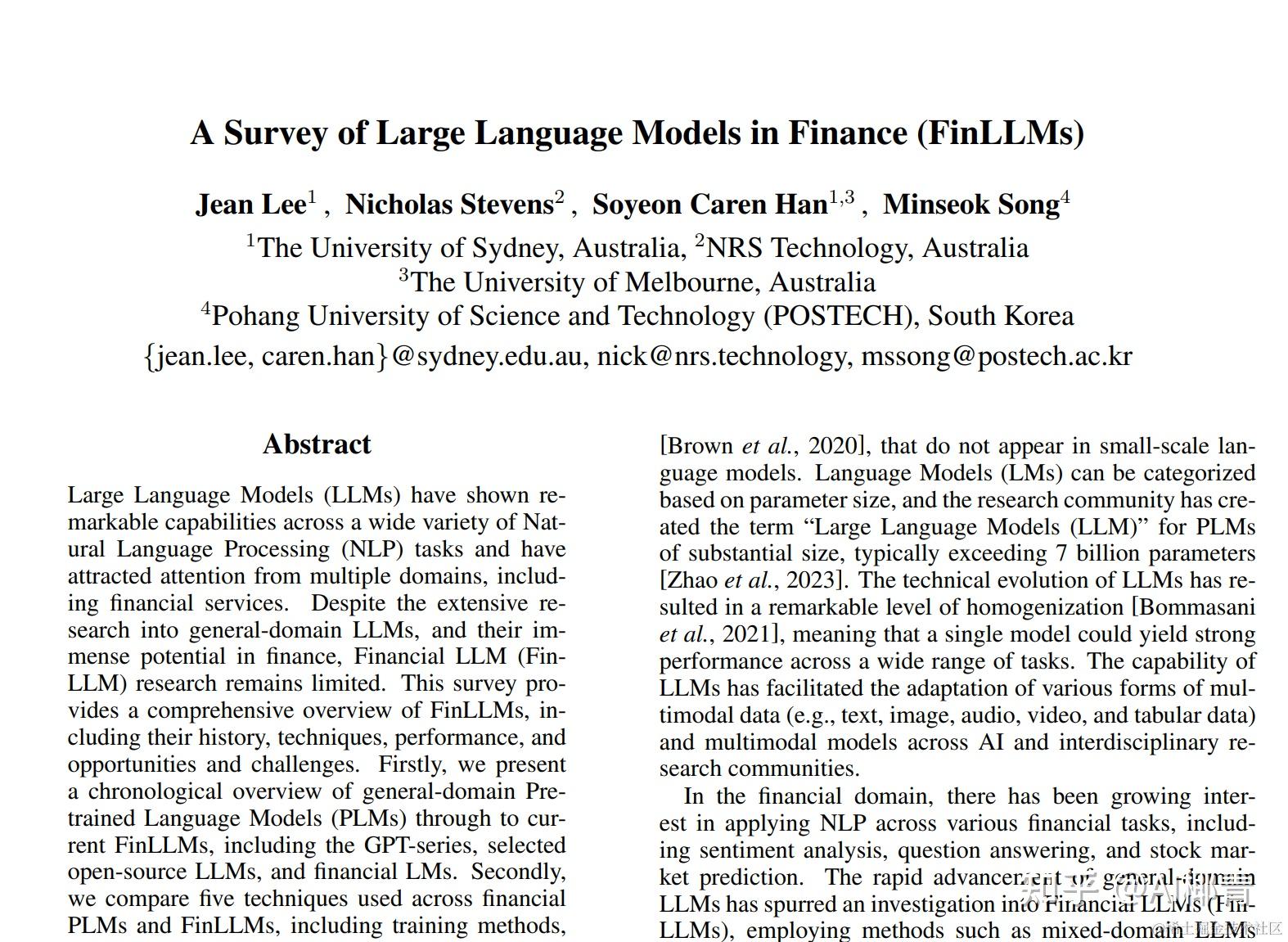 A Survey of Large Language Models in Finance (FinLLMs) 金融领域大型语言模型 ...