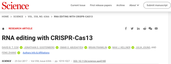 Science｜CRISPR-Cas13编辑RNA - 知乎