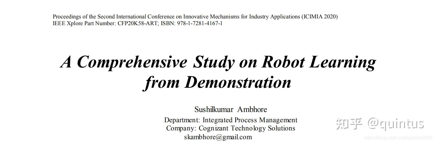 【论文阅读ICIMIA 2020】A Comprehensive Study on Robot Learning from Demonstration - 知乎