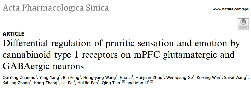 【客户文章】华中科技大学同济医学院李熳教授/田青教授团队揭示mPFC通过CB1Rs调节瘙痒感觉和情绪的新机制 - 知乎