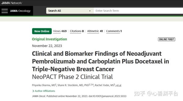 前沿数据 | NeoPACT研究支持部分三阴乳腺癌患者治疗降级 - 知乎