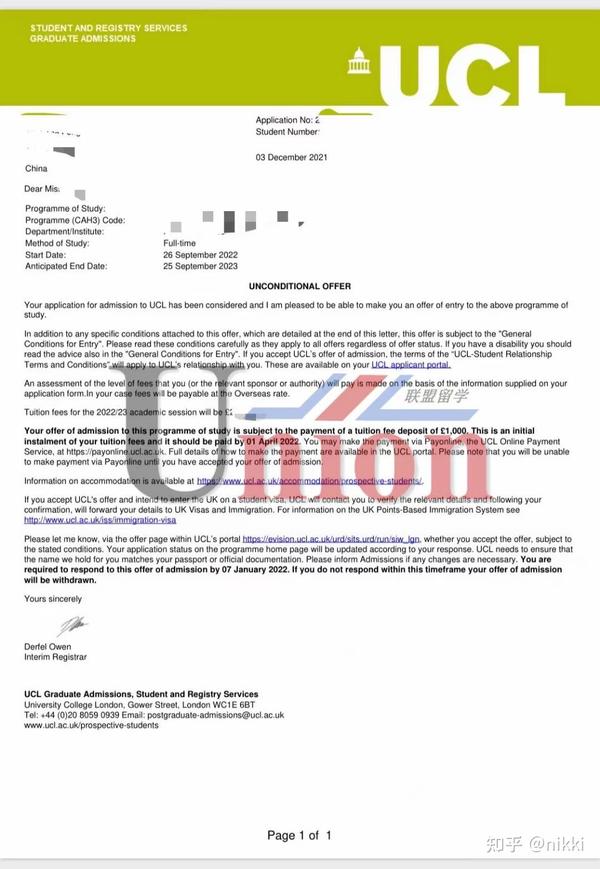 ucl无条件录取 - 知乎