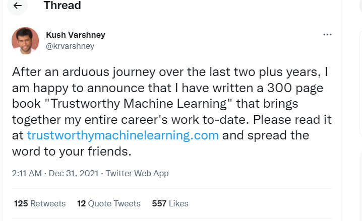 IBM研究员Varshney新书《可信赖机器学习》，294页pdf讲述可信赖ML系统性知识 - 知乎