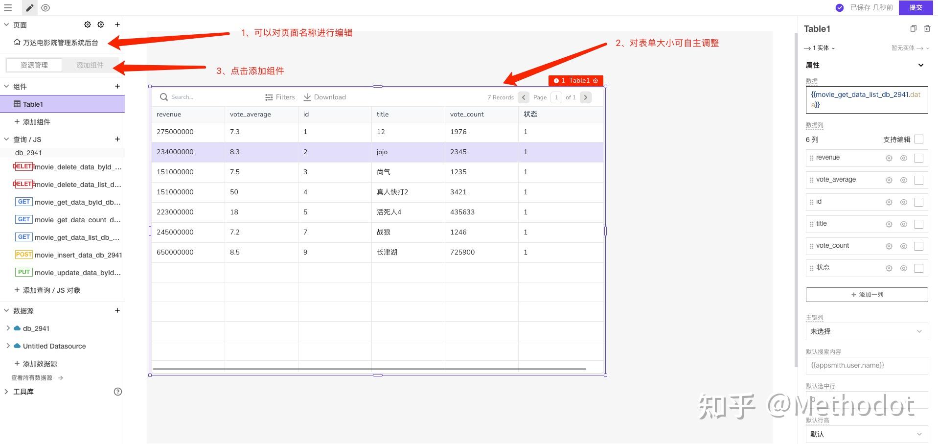 Methodot低代码电影票房管理系统实战案例(二):前端低代码搭建系统后台 知乎