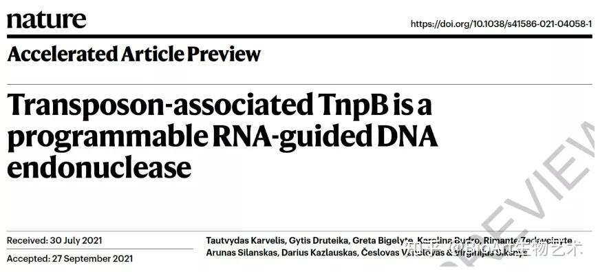 Nature | 基因编辑工具箱或再添神器——TnpB核酸内切酶 - 知乎