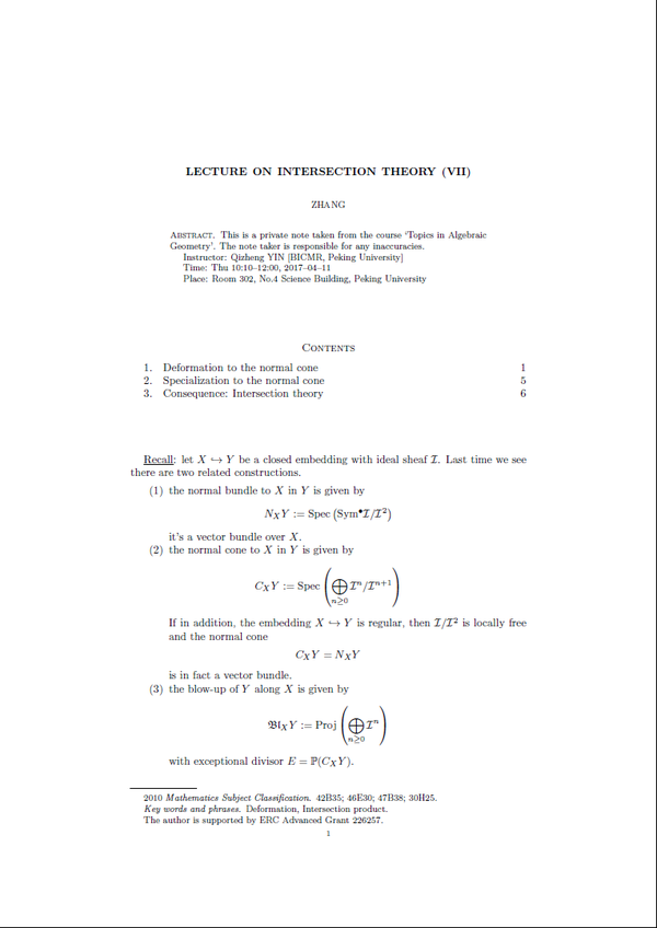 Notes on Intersection Theory (VII) - 知乎
