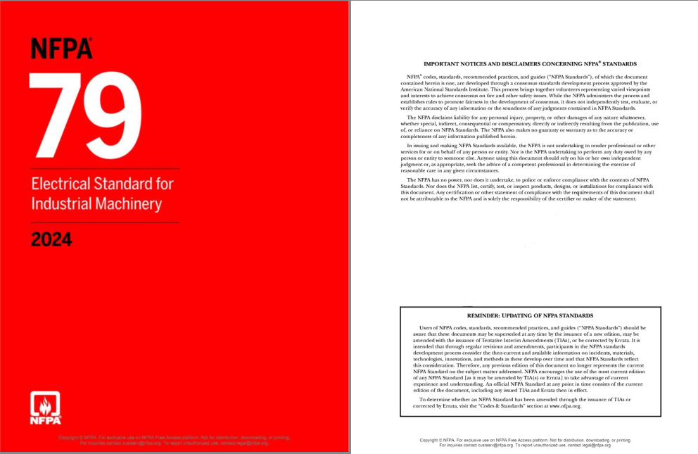 NFPA (FIRE) 79 【中文版翻译+PDF原版】Electrical Standard for Industrial ...